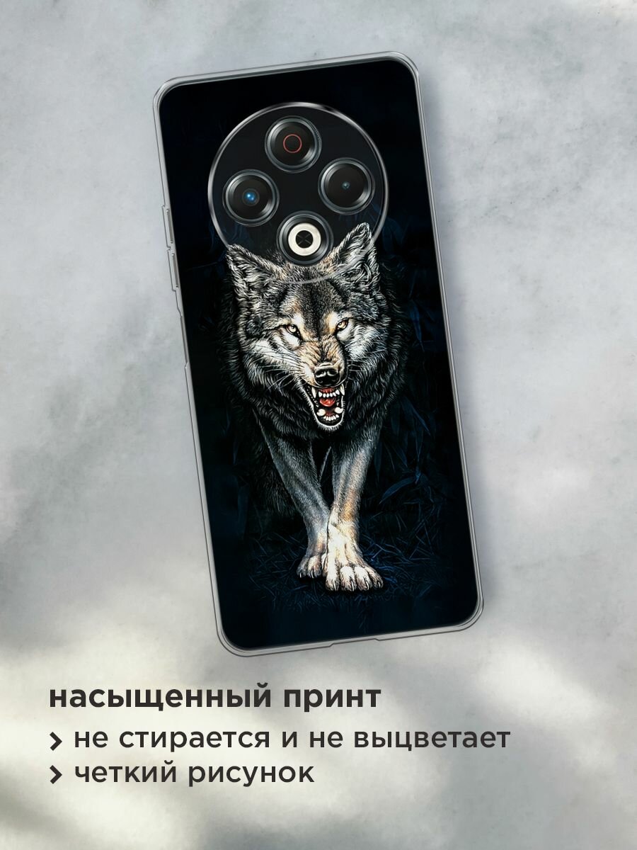 Чехол на Tecno Spark 30 / Текно Спарк 30 с принтом "Злобный волк из ночи" — фото 1