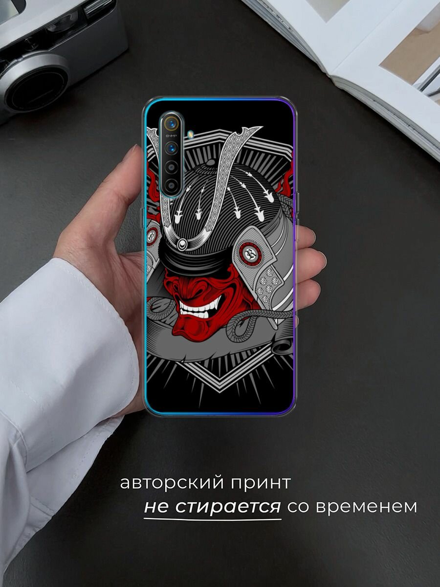 Чехол на Realme XT / Реалми XT с принтом "Красная маска самурая" — фото 1