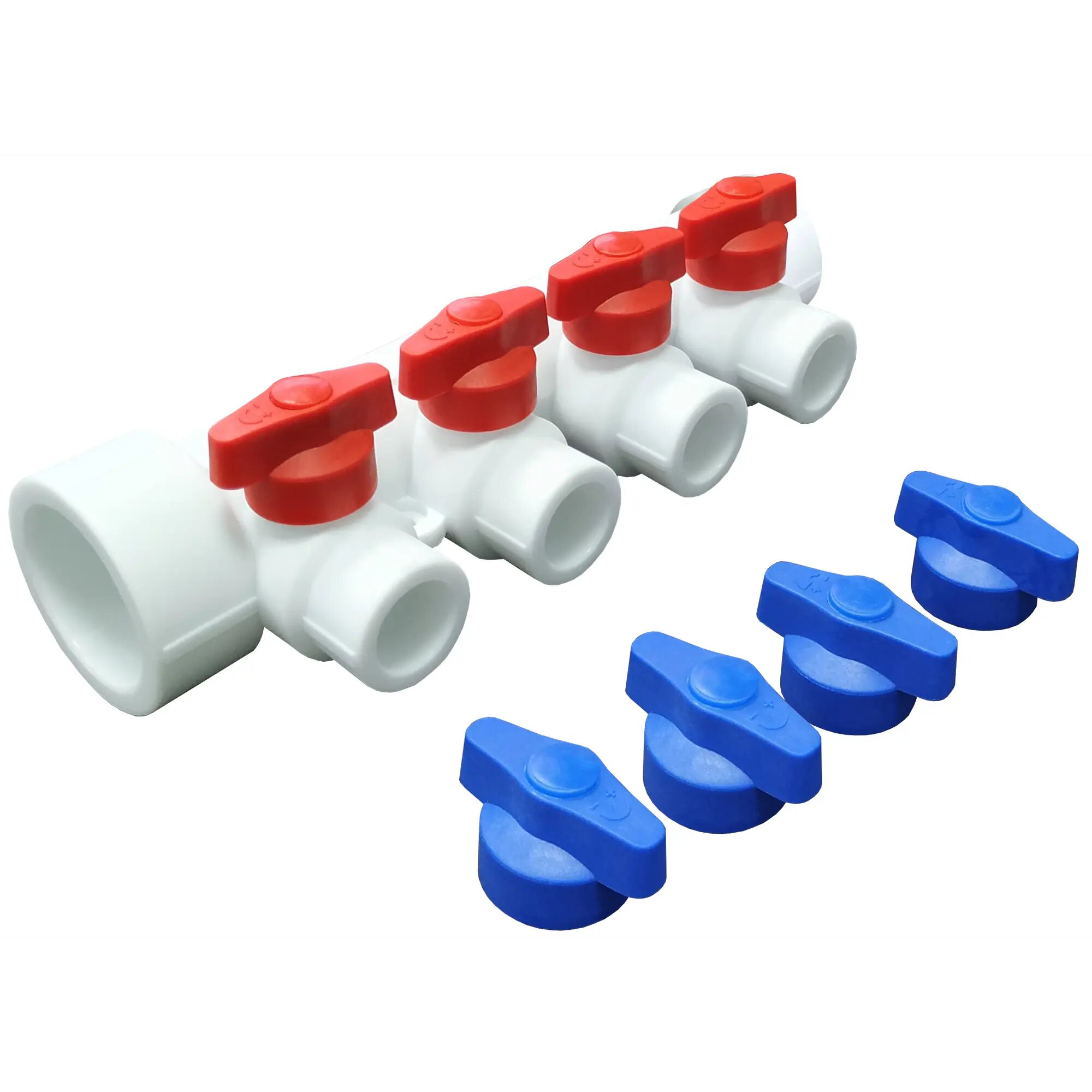 Valfex коллектор 4 выхода с кранами Ø40×20 мм полипропилен монтаж подводки водоснабжения