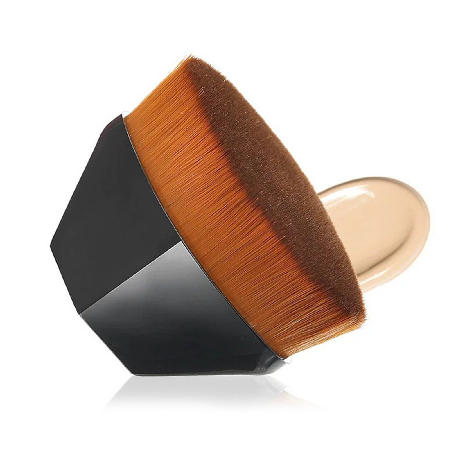 Кисть для тонального крема без следов плоская Makeup Brush Black Pink 50*42mm ABS пластик искусственная нить 1 шт. со стorge боксом