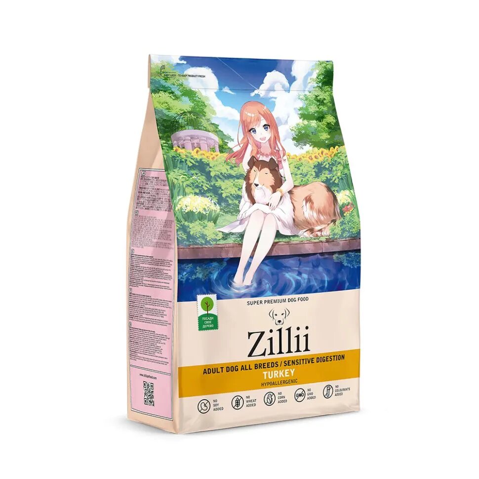 Сухой корм Zillii Adult Dog Sensitive Digestion для собак с чувств. пищ. с индейкой, 3кг