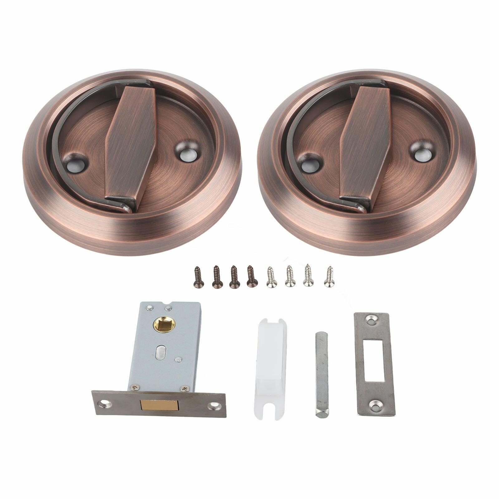 Двухсторонний замок для домашней ванной комнаты, кольцевая ручка из нержавеющей стали 304, аксессуары для дверных замков (красная бронза (с замком))