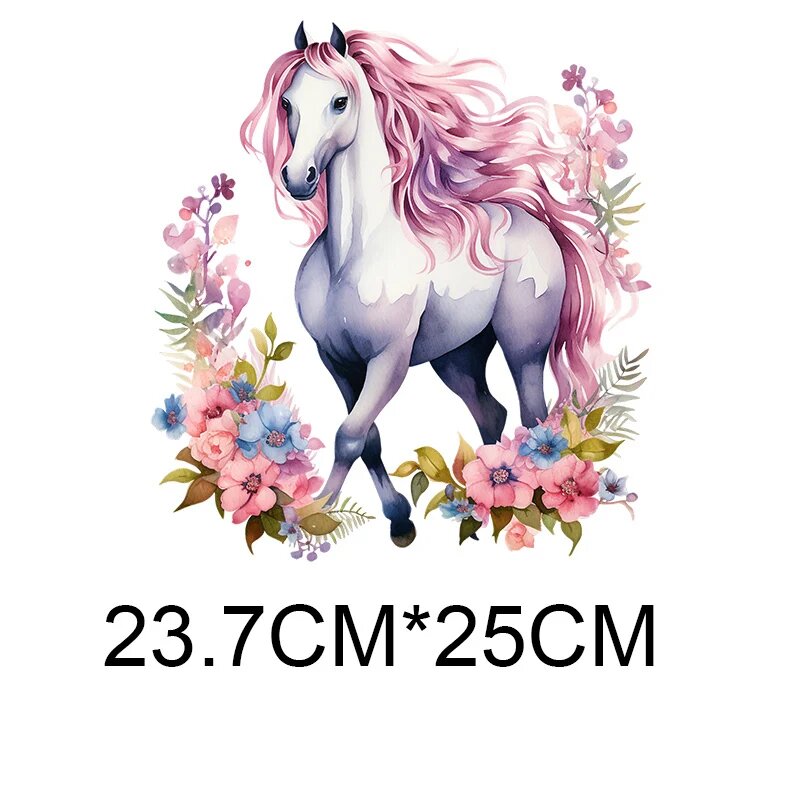 Нашивка DTF "Белая лошадь" PGY HEHUOREN Розовый, yzhth00579-2