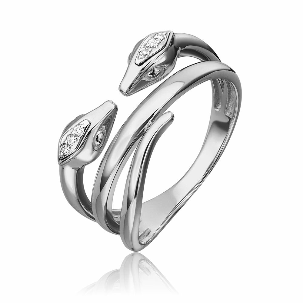 Кольцо, белое золото, 585 проба, родирование, бриллиант