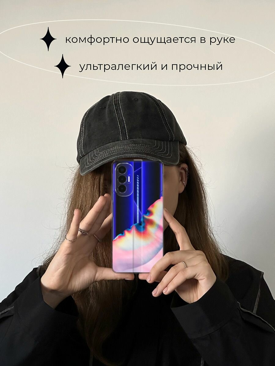 Чехол на Tecno Pova 3 / Текно Пова 3 с принтом Розовая акварель, прозрачный — фото 1