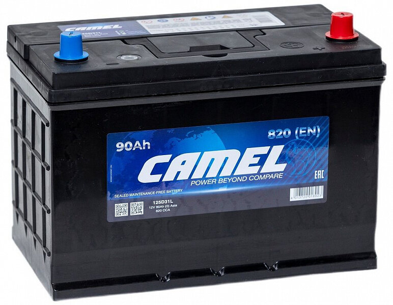 Аккумулятор автомобильный CAMEL Asia 90Ah 820A ОП (125D31L) (303x170x225) D31L 306x173x225