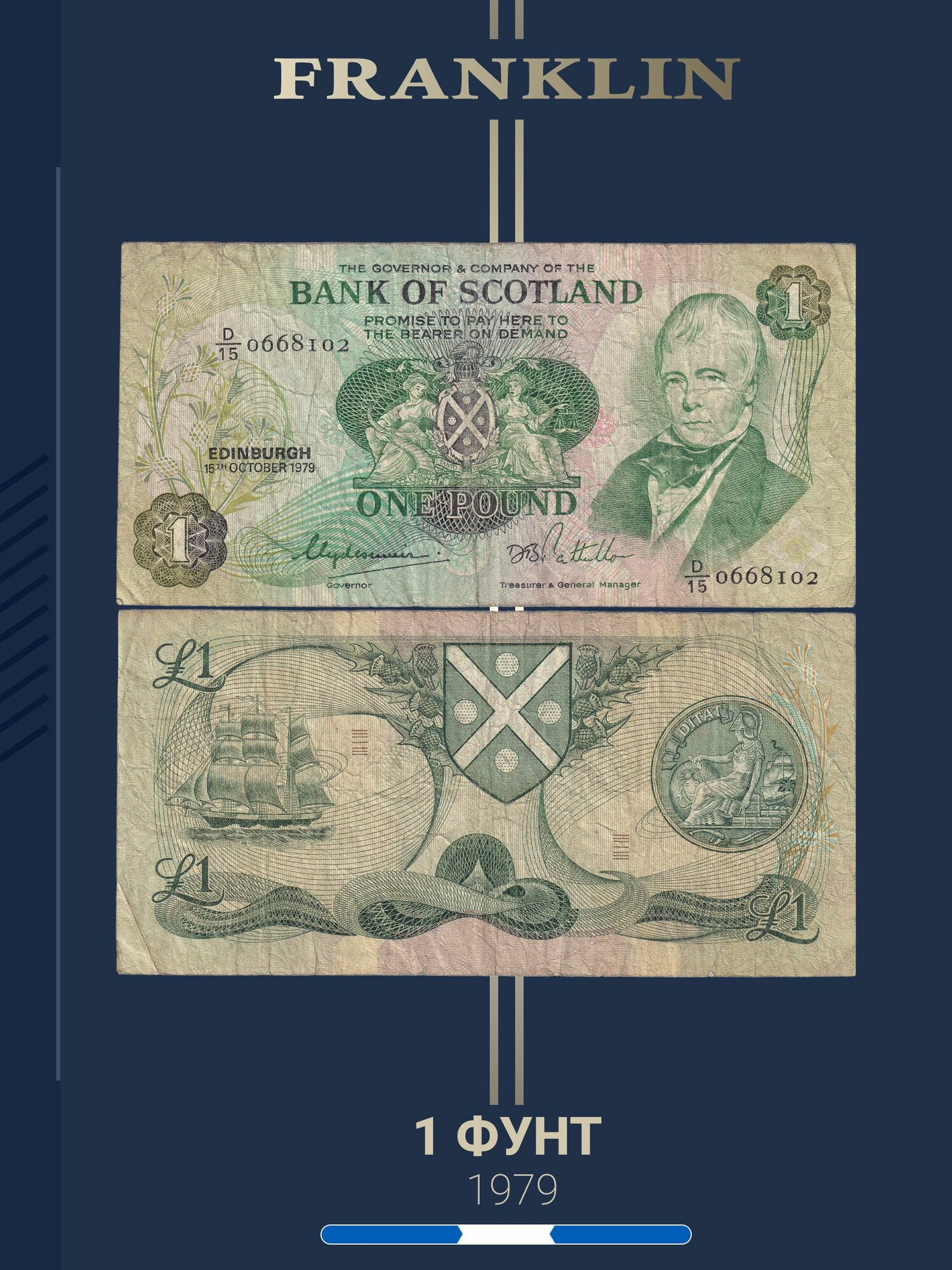 Банкнота Шотландия 1 фунт 1979 год (VG) Pick 111d.1