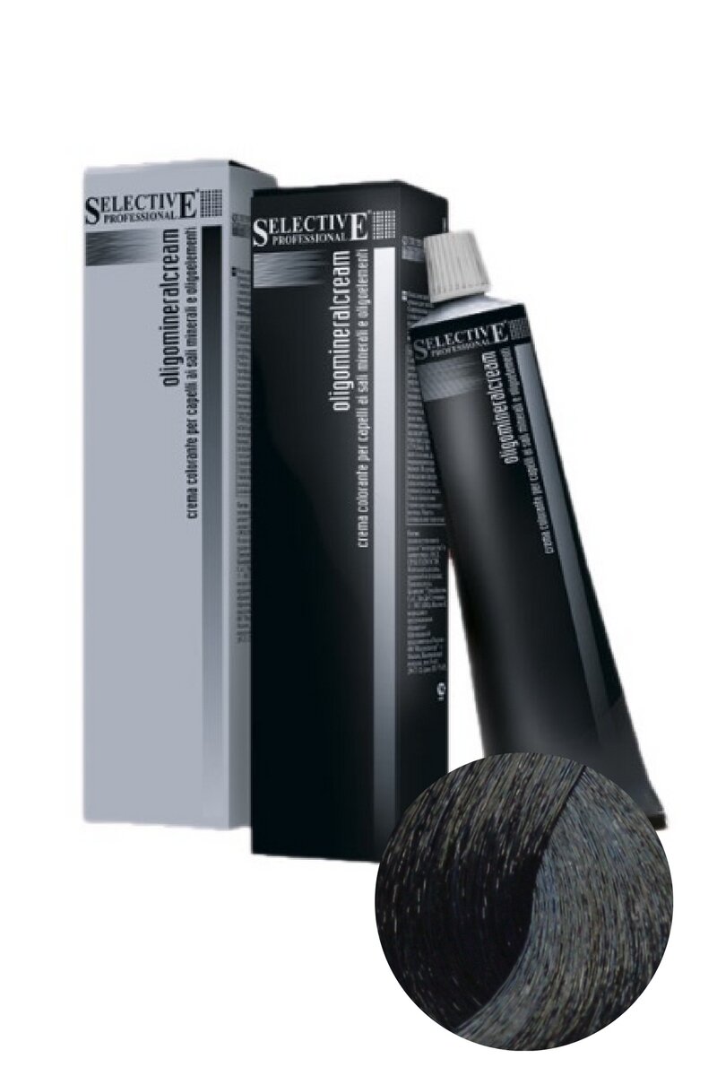 SELECTIVE PROFESSIONAL Крем-краска OLIGO MINERAL CREAM 1.00 B чёрно - синий, 100 мл