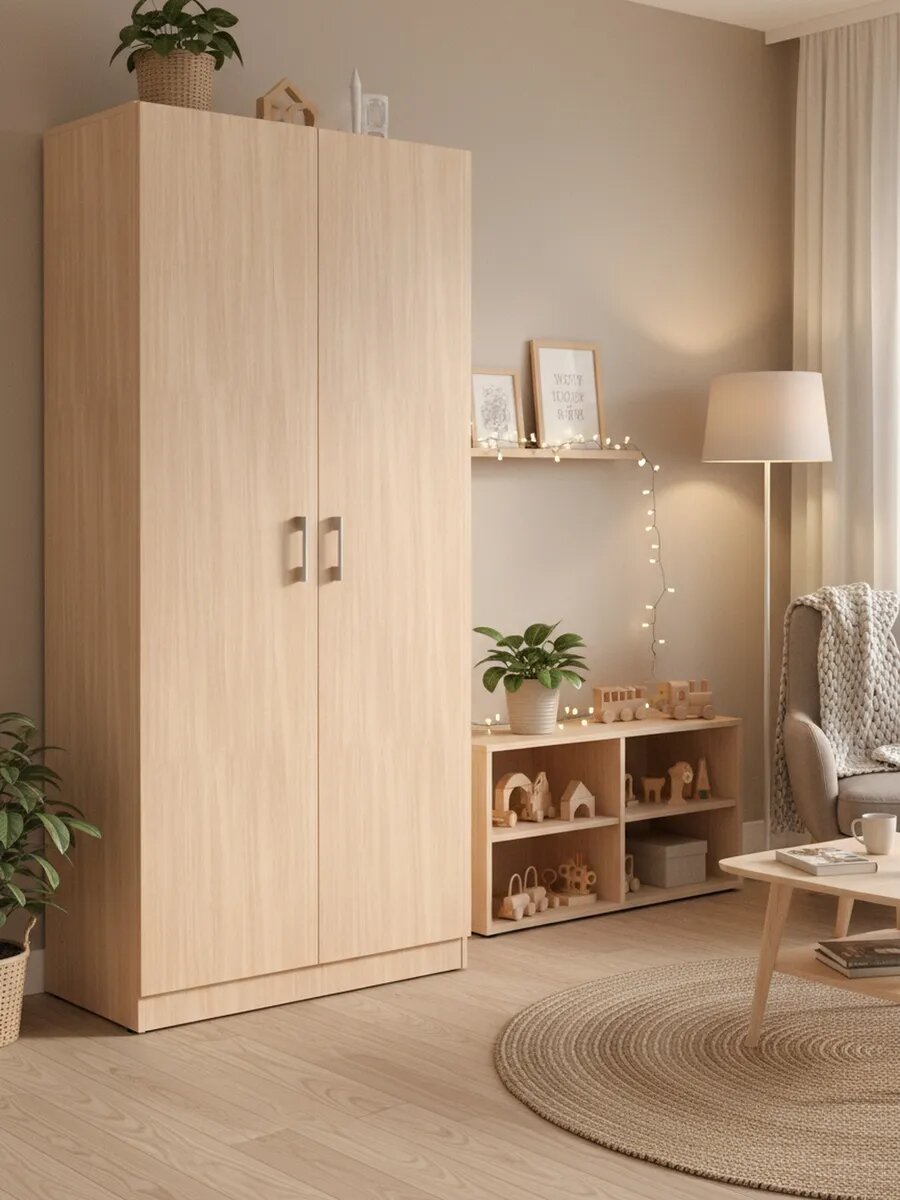 Распашной в спальню шкаф FRESTER с полками деревянный для одежды, от производителя