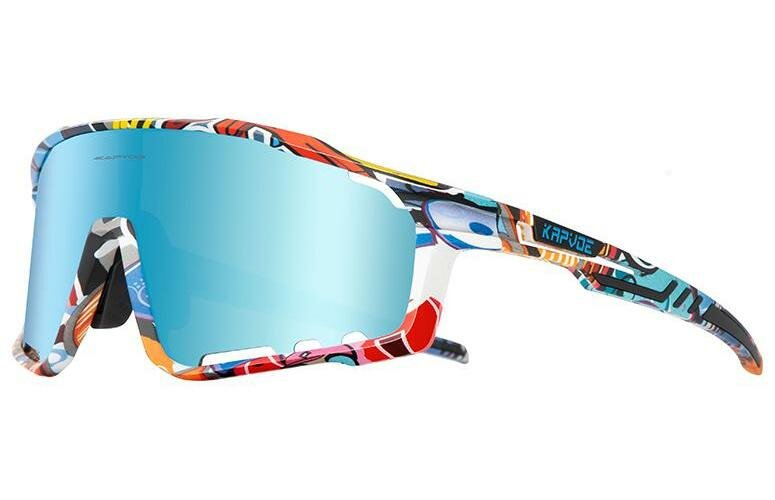 Велосипедные очки унисекс KAPVOE, 07 camouflage frame blue label two-piece pack (transparent gray + dazzling blue)