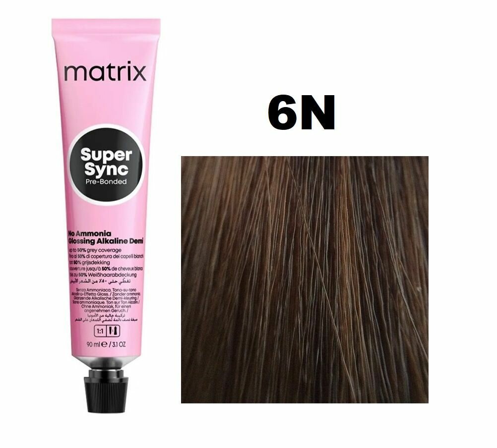 Matrix Краска без аммиака Super Sync 6N темный блондин 90 мл, стойкое окрашивание
