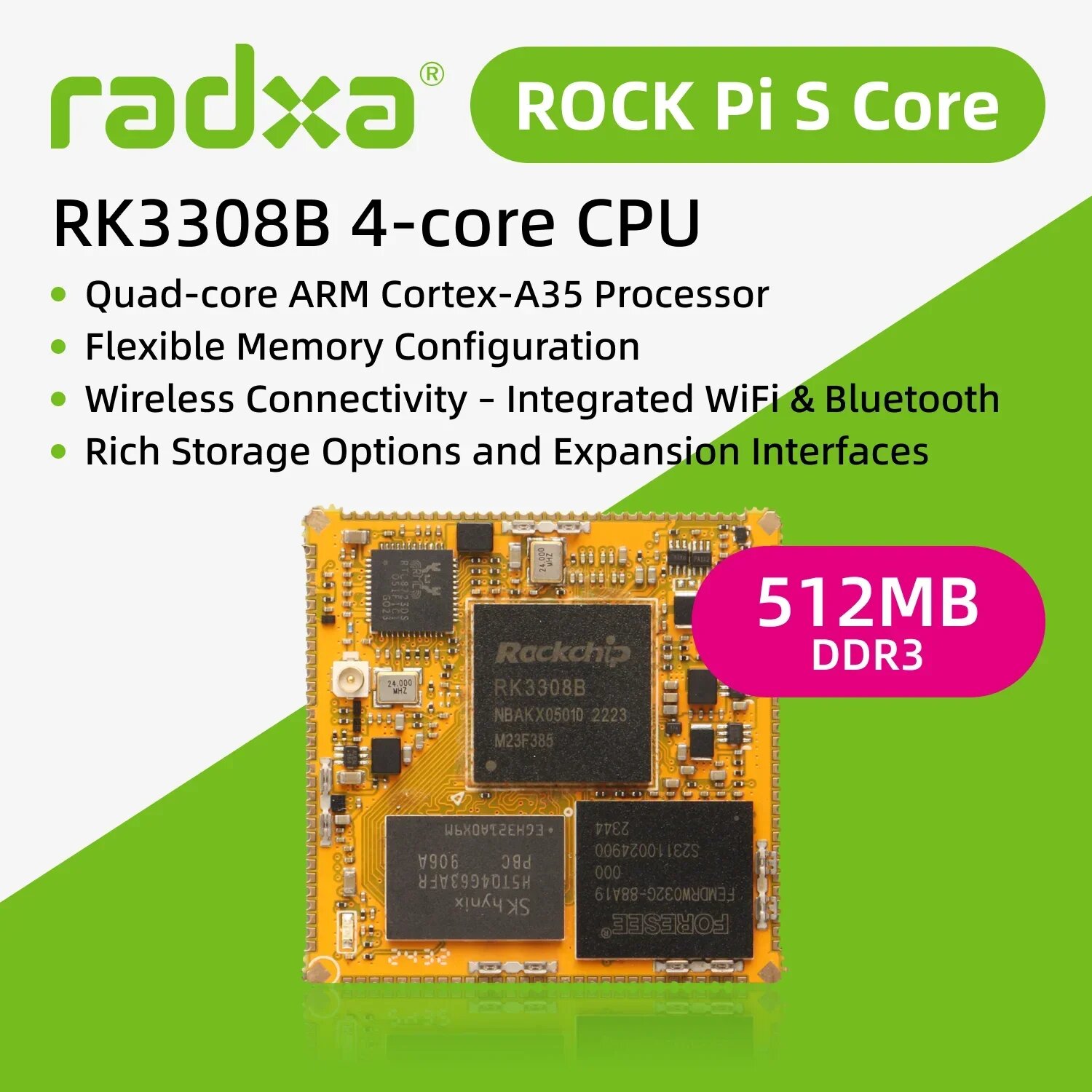 Radxa ROCK Pi S Core RK3308B одноплатный компьютер 512MB