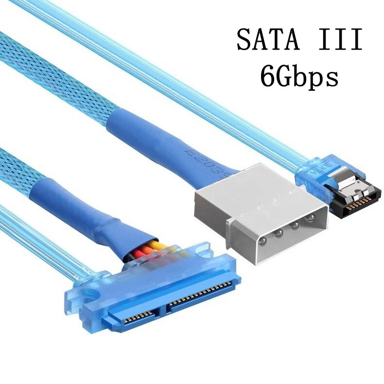 QinMSY SATA III 3.0 удлинительный кабель питания 30 см 0,3 м, SA-071-Blue