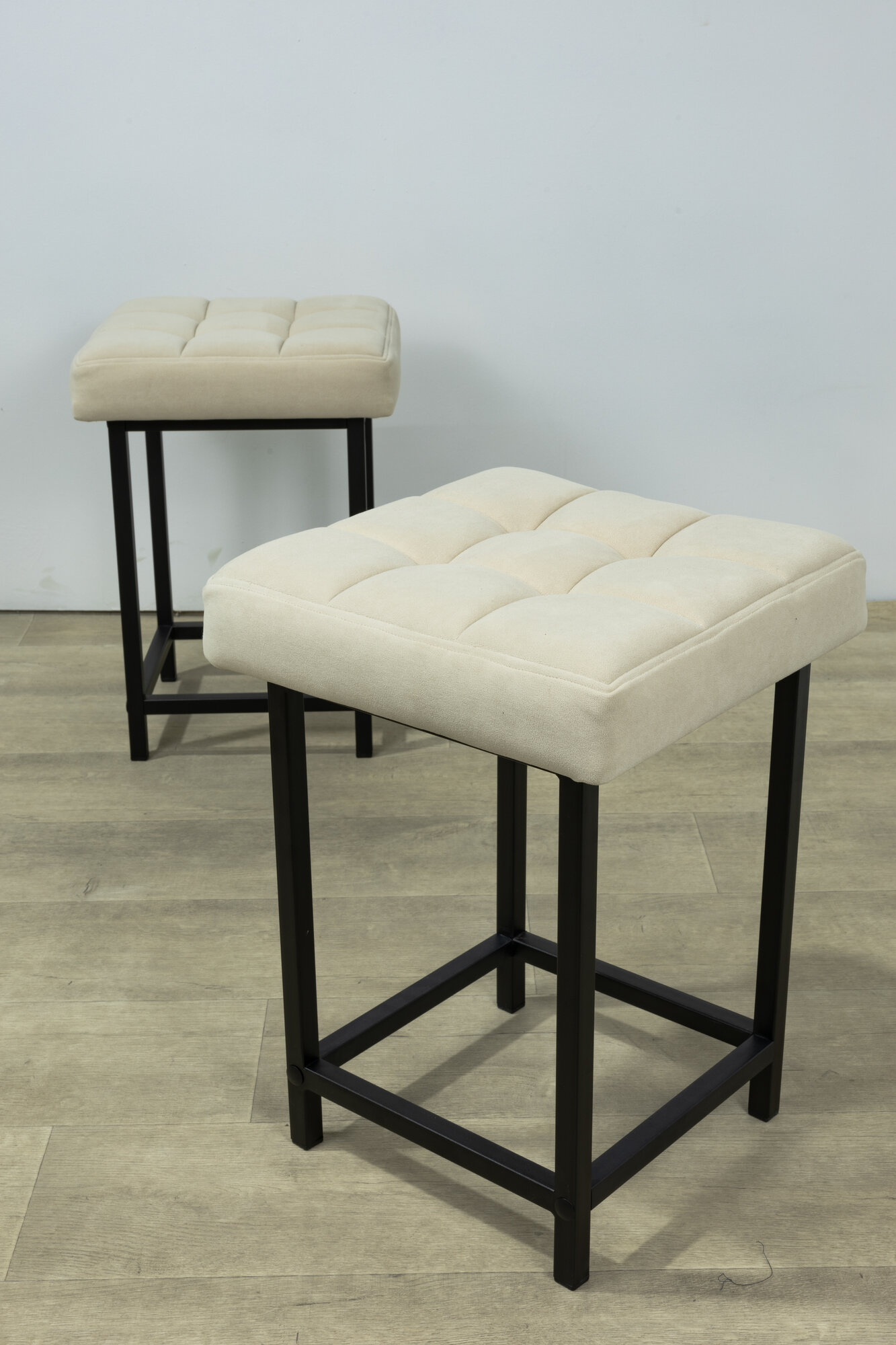 Табуреты Лофт Stayl Дрим Боне, вельвет, металл, разборная, мягкая сидушка, графит, 2 шт.