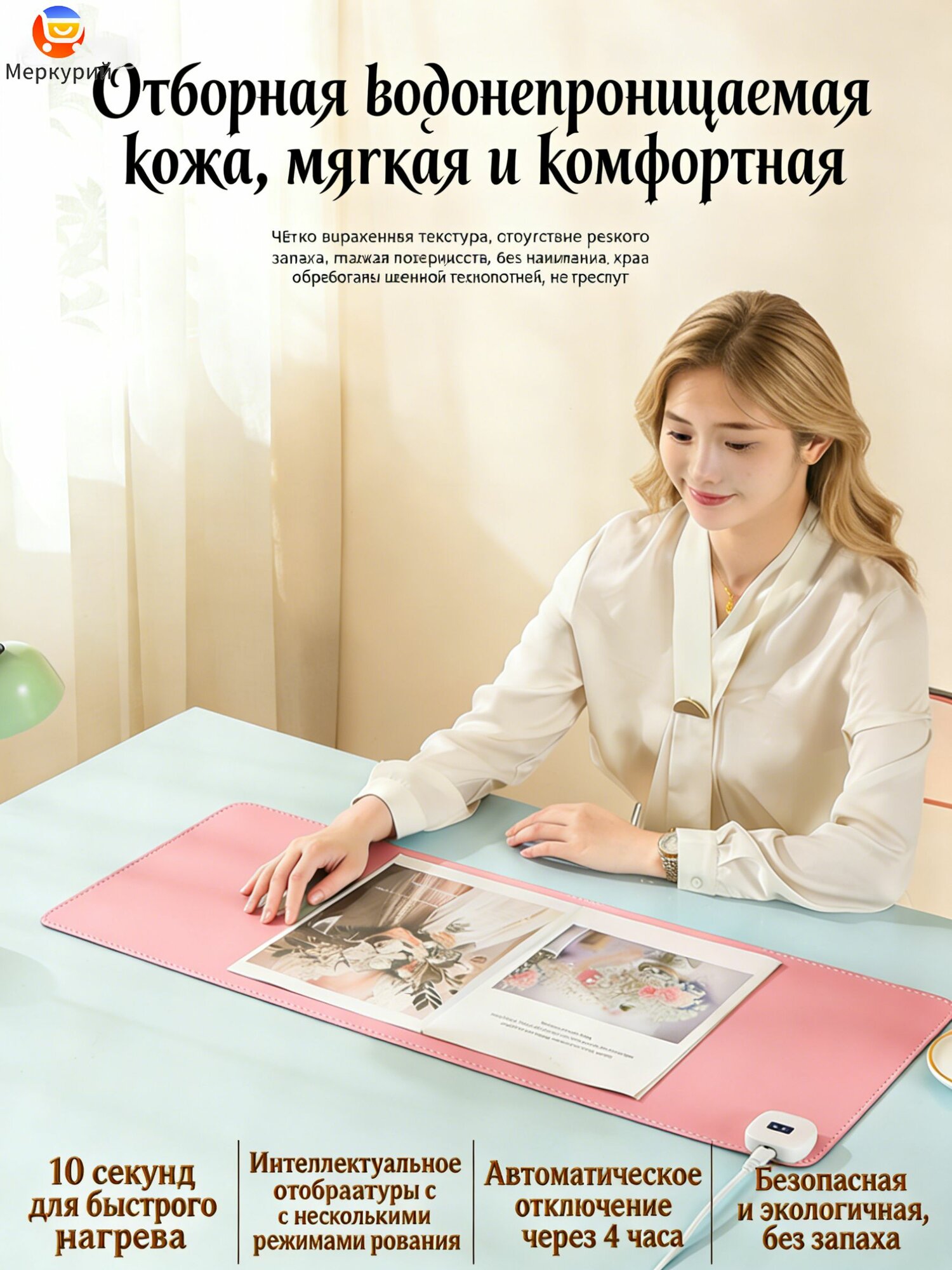Подогреваемый коврик для мыши и рабочего стола Электрическая грелка для рук с боковым выключателем, для дома и офиса