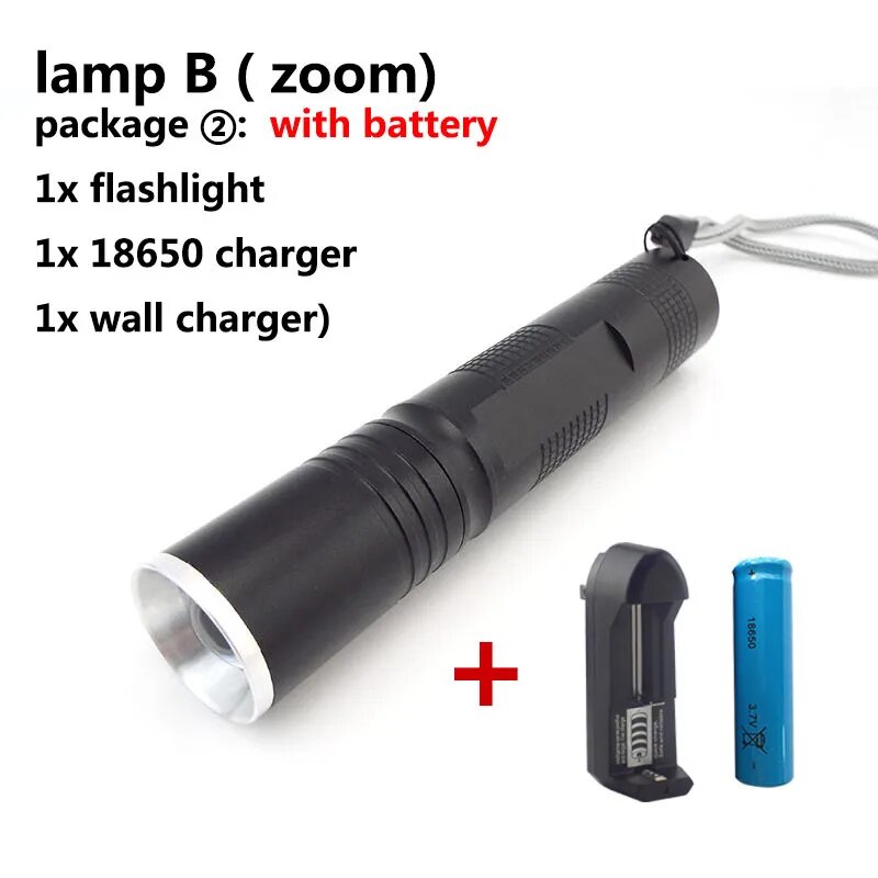 QvvCev водонепроницаемый светодиодный фонарик черный 1500 лм B lamp set