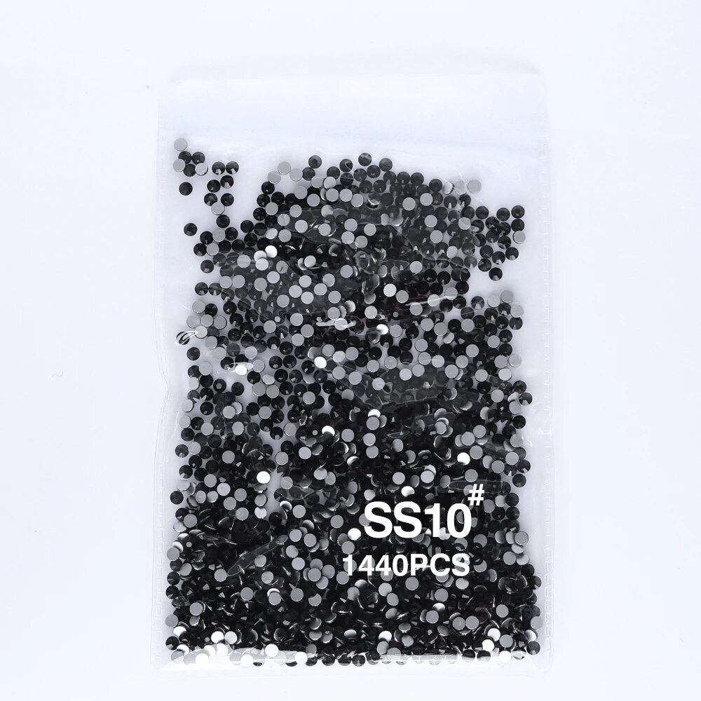 Стразы стеклянные SS10 черные 1440шт