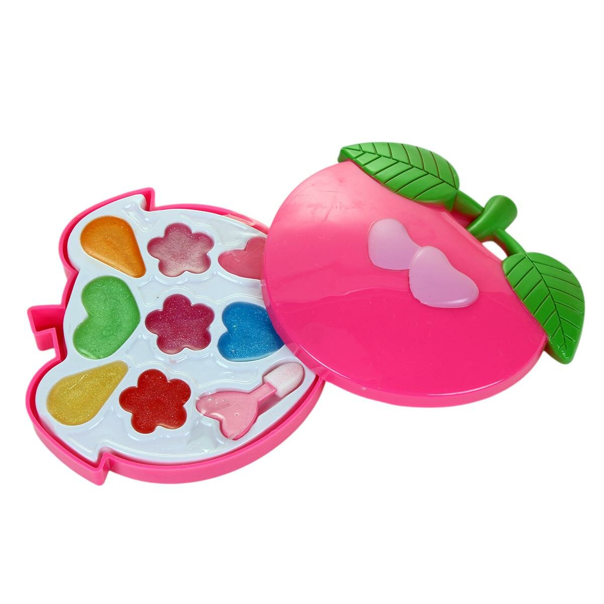 Набор косметики "Girl Make Up", для девочек, в форме яблока, розовый/зеленый, 19х3.6х26см