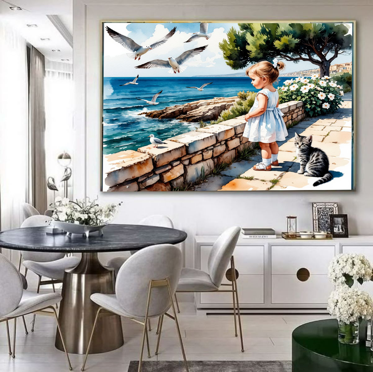 Картина по номерам "Девочка у моря" 40х50 см, хлопковый холст на подрамнике, акрил, Hobby Home