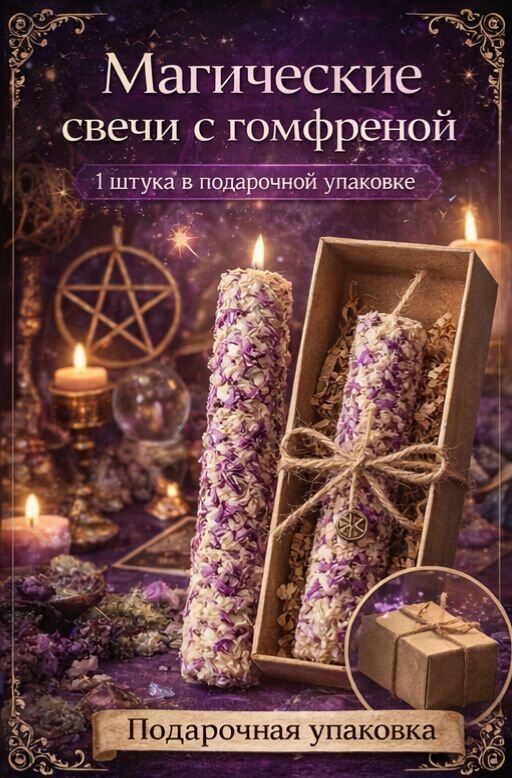 Свеча магическая с гомфреной 1 шт в подарочной упаковке