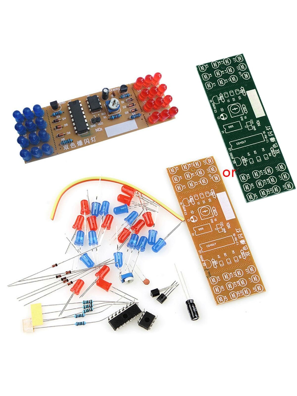 Двухцветный комплект мигающих ламп NE555 + CD4017 thunderbolt, мигающий электронный обучающий набор DIY