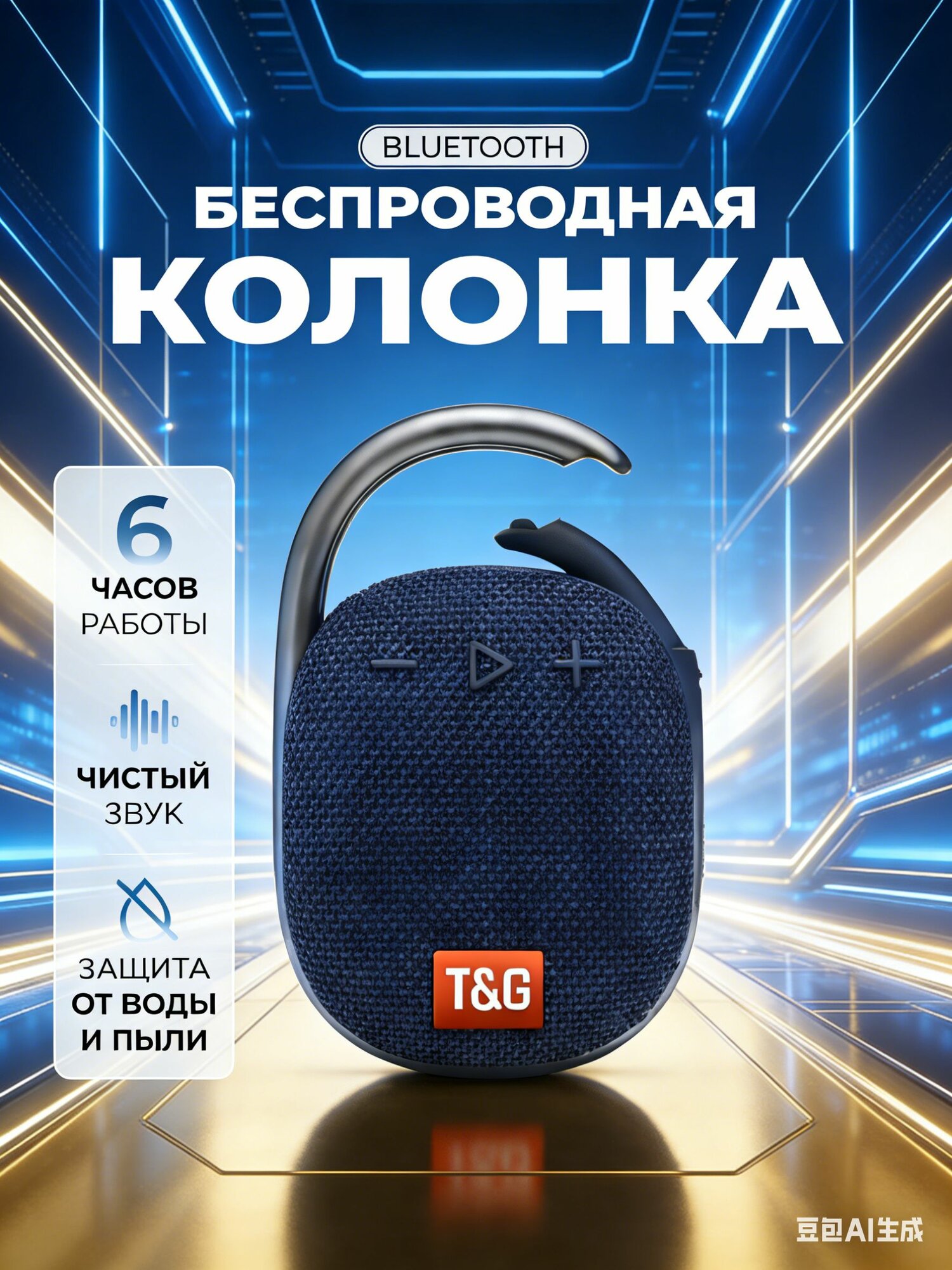Портативная Bluetooth колонка T&G TG-321 с FM радио, переносной динамик с усиленными басами, компактная колонка мощностью 20 Вт
