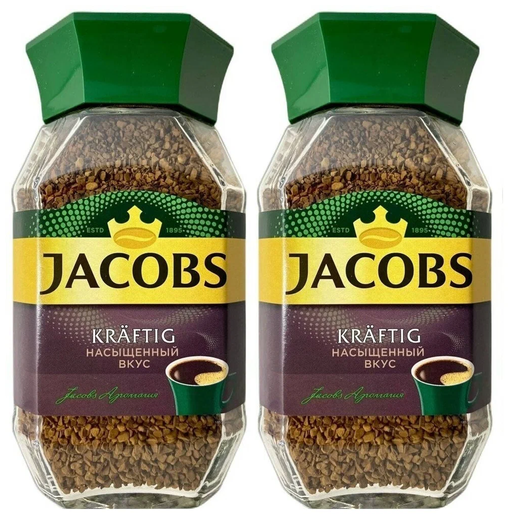 Кофе Jacobs "Kraftig", растворимый, американо, арабика, стекло, 2 банки по 200г