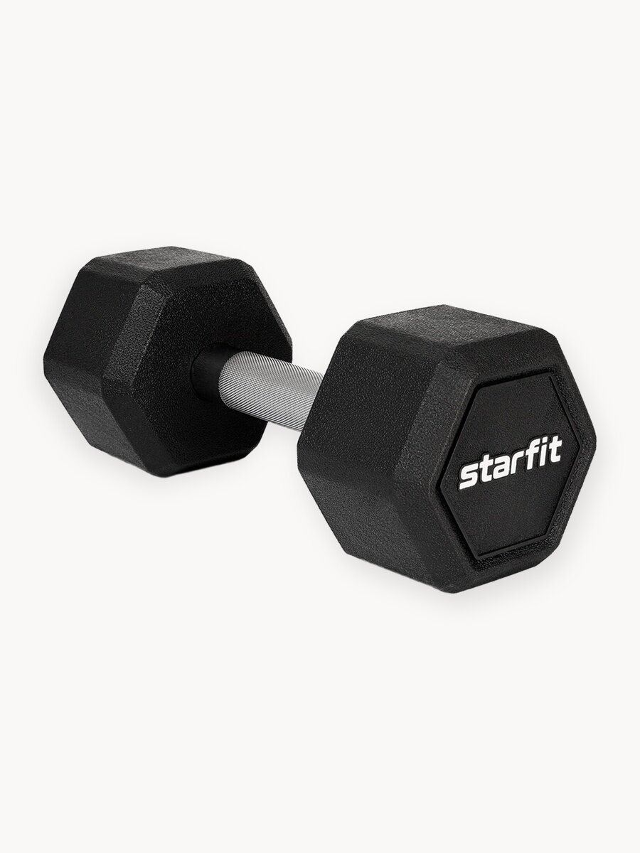 Гантель гексагональная STARFIT, обрезиненная, вес 10 кг, 1 шт