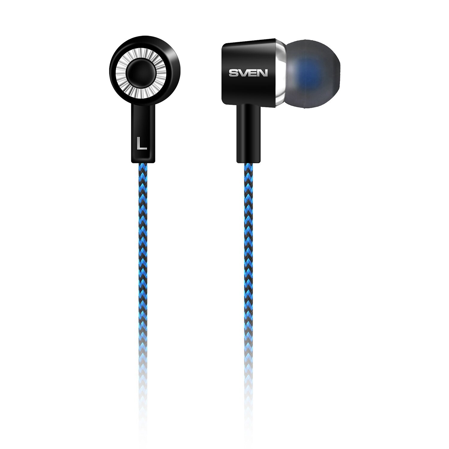 Наушники проводные Sven E-106, 1,2 м, вкладыши, черные с синим