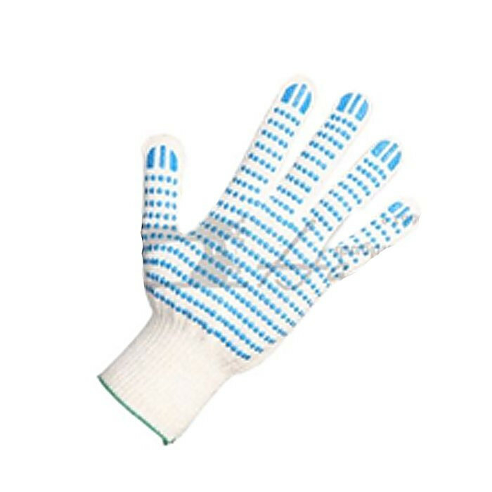 Перчатки хлопчатобумажные с ПВХ 10 класс 5 ниток точка белые 132 тэкс. Количество в наборе 10 шт.