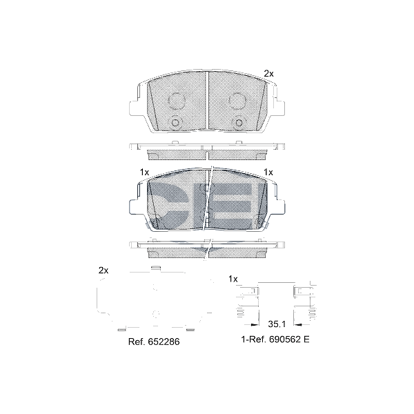 ICER 182378 колодки торм. дисковые передние Sorento (Соренто) III (um) suv 01.2015- Santa fe (Санта фе) IV