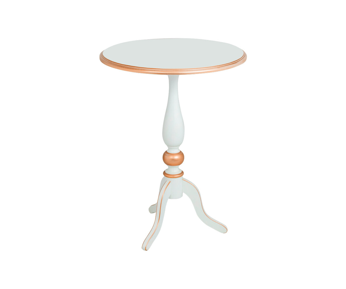 Столик кофейный круглый гала D.600, эмаль белая с патиной