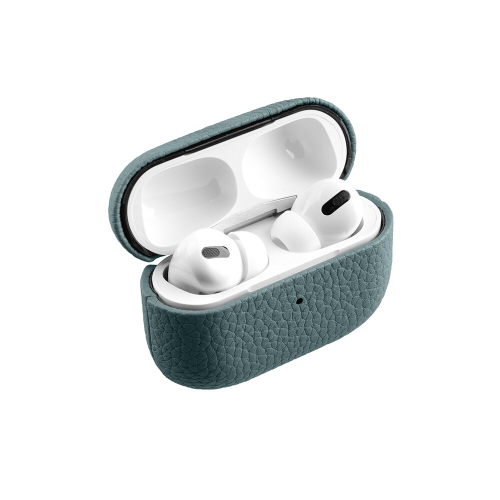 Кожаный чехол Melkco Origin Series Snap Cover для наушников Apple AirPods Pro 2, серо-голубой