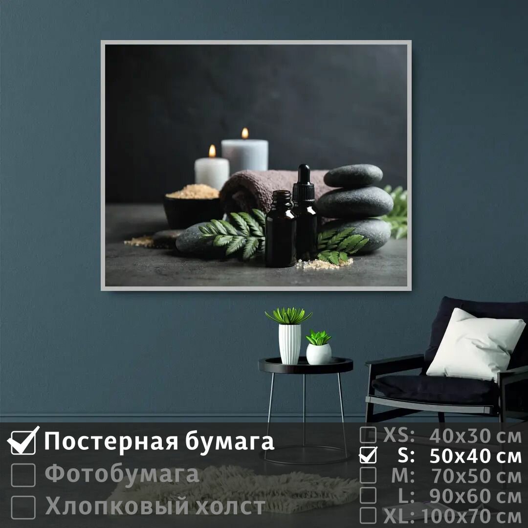Постер на стену Набор Со Свечами Для Массажа В Спа Салон 50х40 см ПолиЦентр
