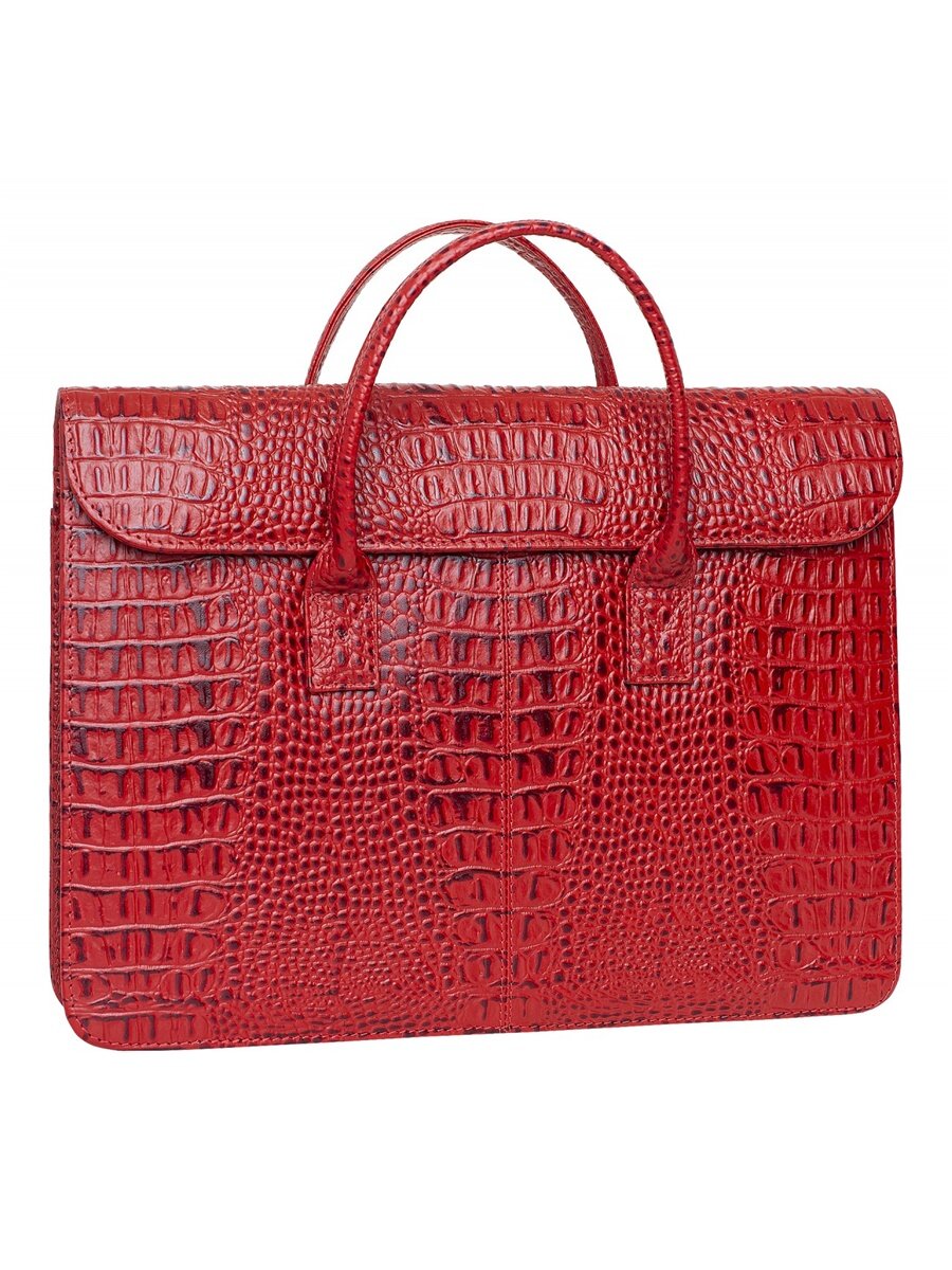 Кожаная сумка деловая папка для документов формат А4 портфель женский Franchesco Mariscotti 8-095 крокодил