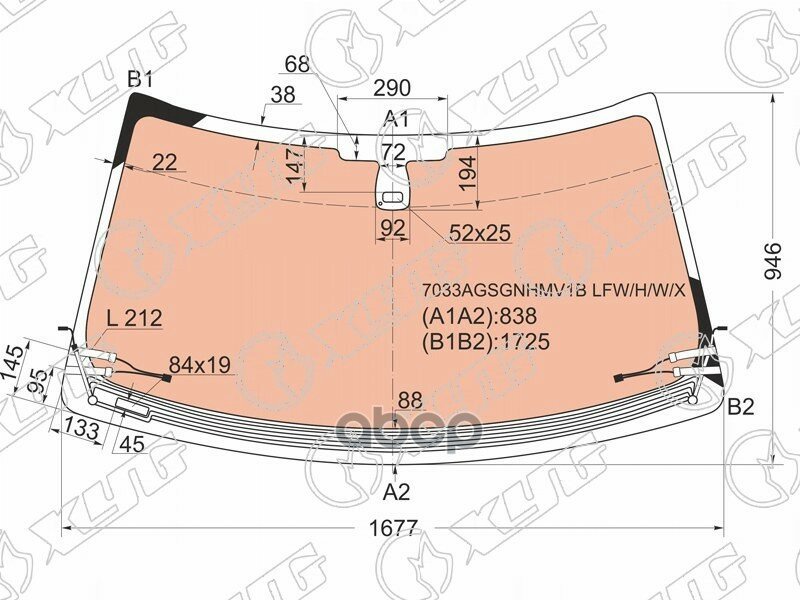 Стекло лобовое (Обогрев щеток/ Обогрев полный/ Датчик дождя) Land Rover Range Rover 02-05 XYG арт. 7033AGSGNHMV1B LFW/H/W/X