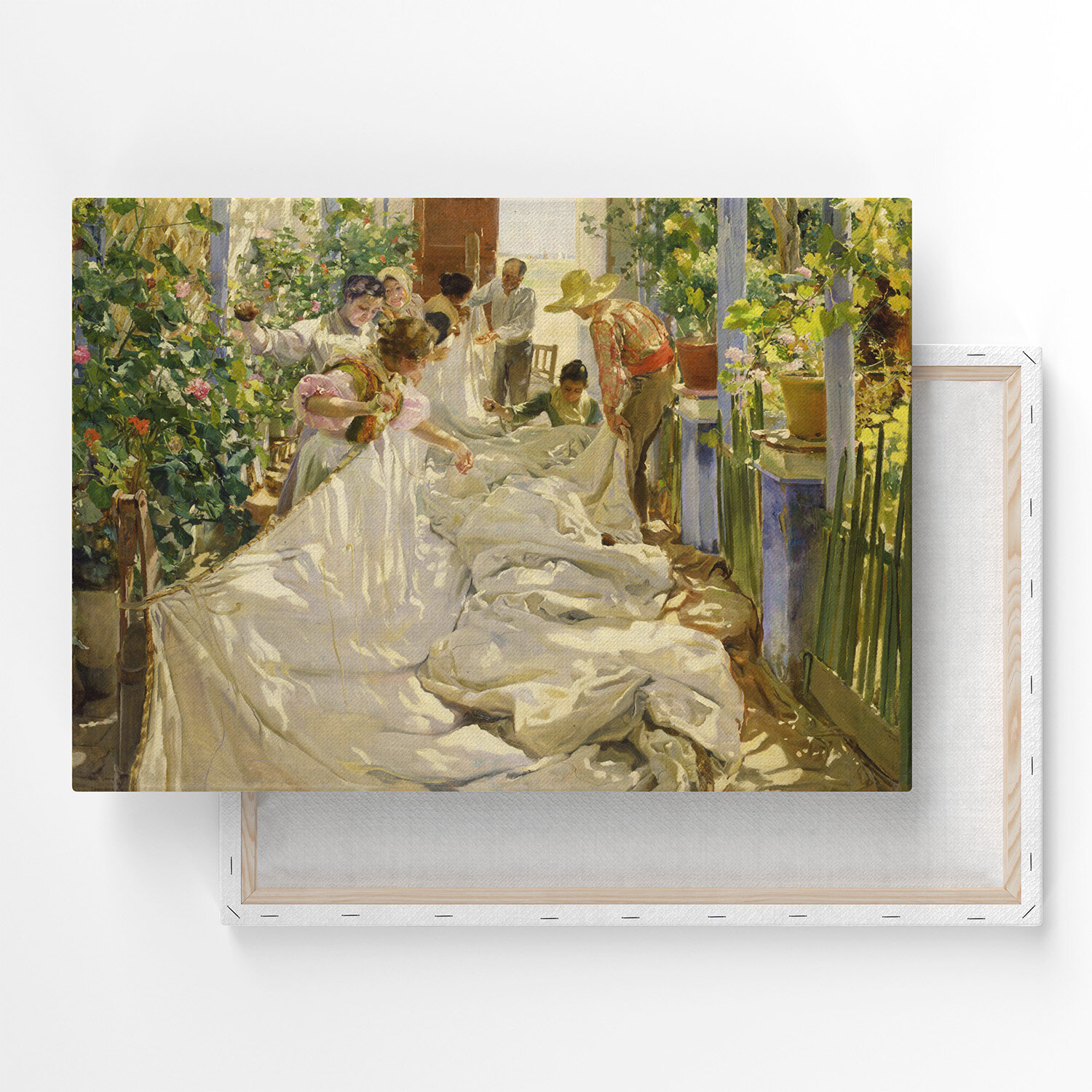 Картина на холсте, репродукция / Хоакин Соролья - Sewing the Sail / Размер 40 x 53 см