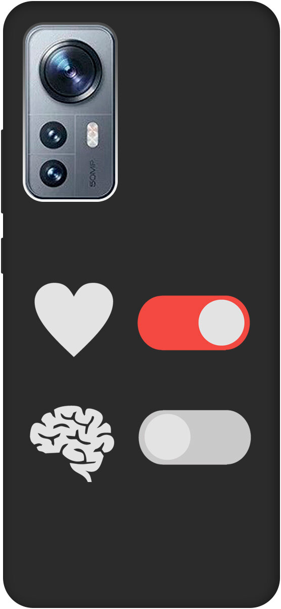 Матовый Soft Touch силиконовый чехол на Xiaomi 12, 12X, Сяоми 12, 12Х с 3D принтом "Brain Off W" черный