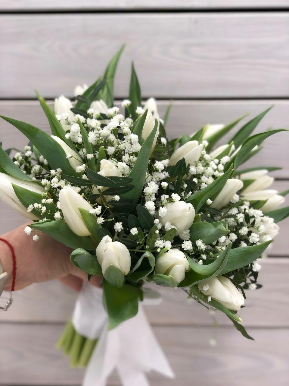 Букет невесты Romashka «Белла Донна», тюльпаны, высота до 50 см, размер М