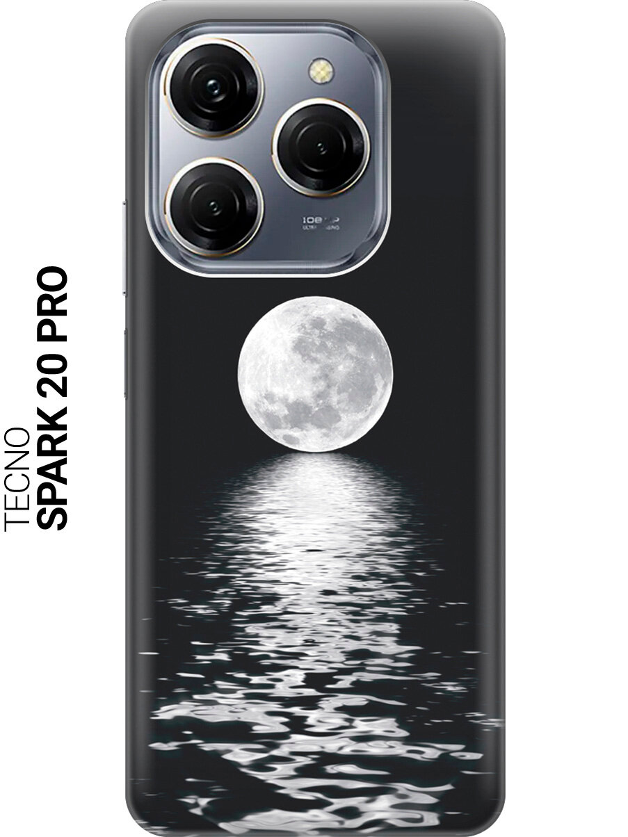 Силиконовый чехол на Tecno Spark 20 Pro / Техно Спарк 20 Про с рисунком "Луна над морем"