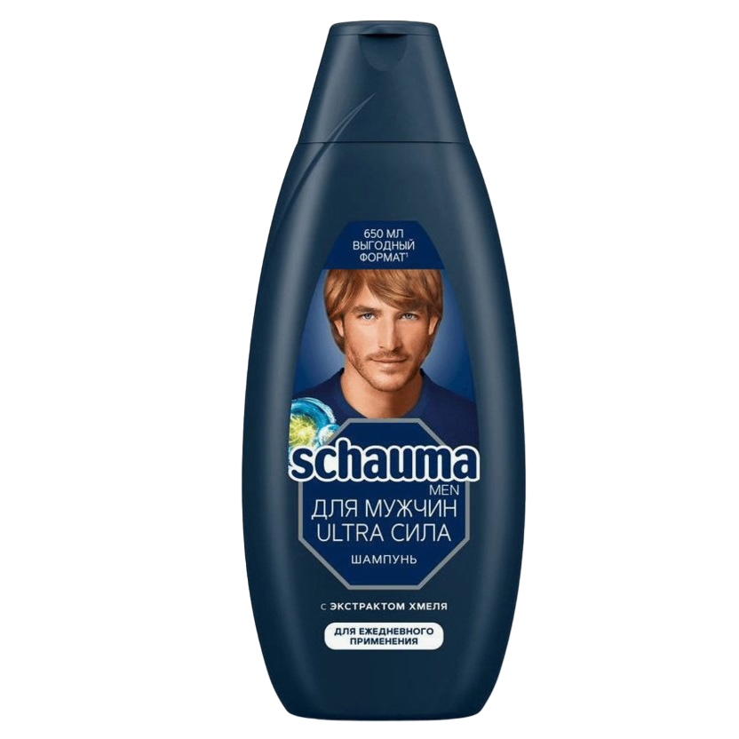 Шампунь для мужчин Shauma Ultra сила для всех типов волос, с экстрактом хмеля, 650 мл