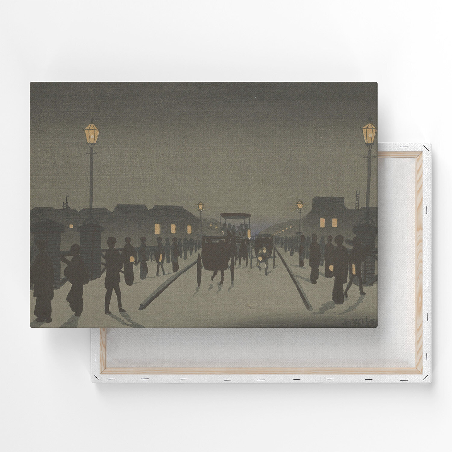 Картина на холсте, репродукция / Кобаяси Киётика - Night at Nihonbashi / Размер 30 x 40 см