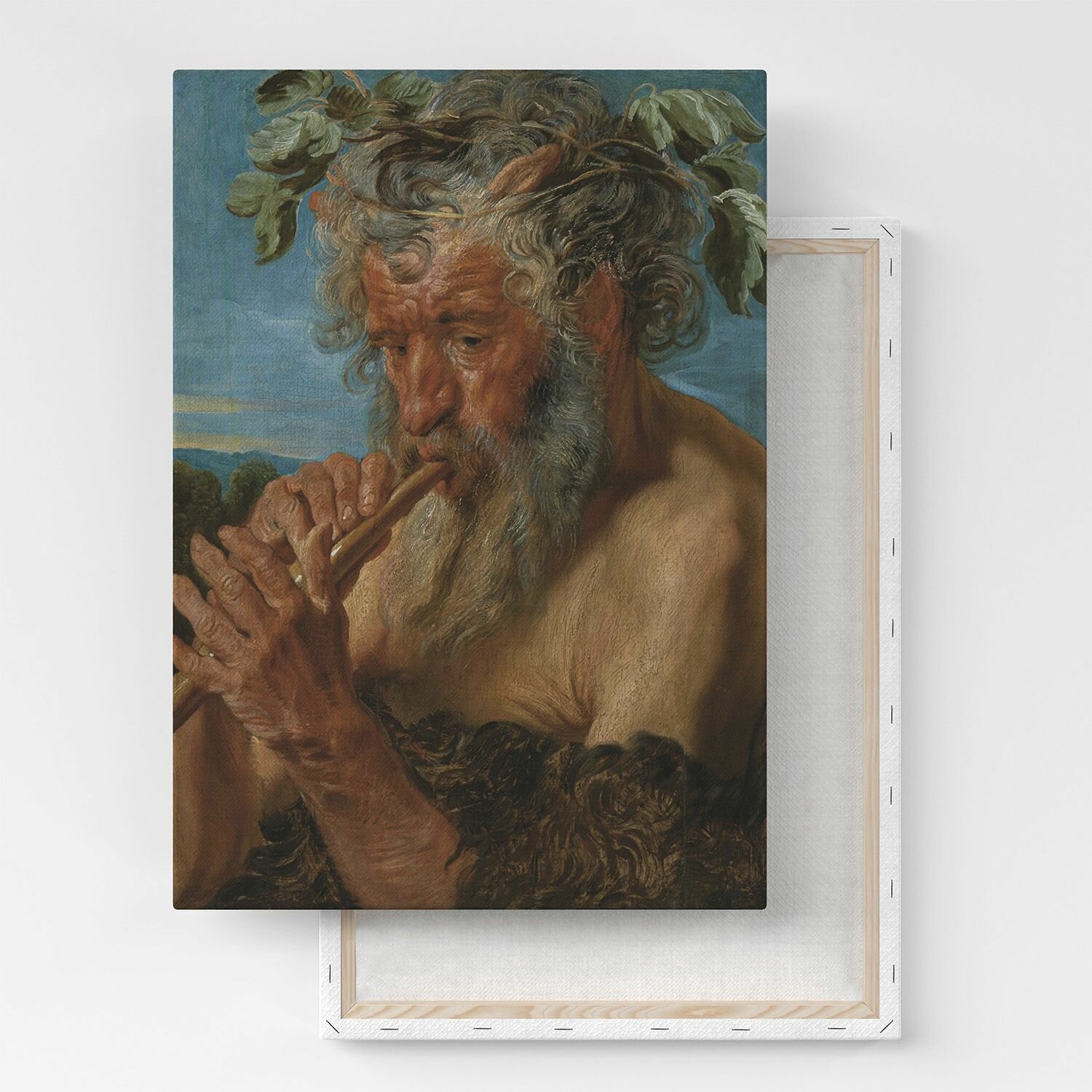 Картина на холсте, репродукция / Якоб Йорданс - Satyr Playing a Flute / Размер 60 x 80 см