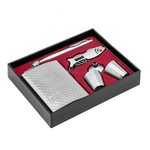 Helios Набор (Фляжка 240 мл, 2 стопки, воронка, ручка, мультитул) HS-GT-TZ104