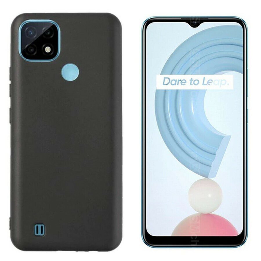 Силиконовая накладка тонкая для Realme C21 черный