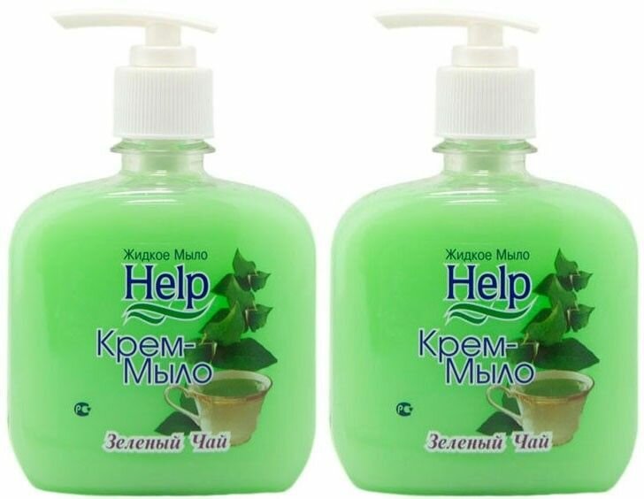 Help Жидкое мыло Зелёный чай, с дозатором, 300 гр, 2 шт