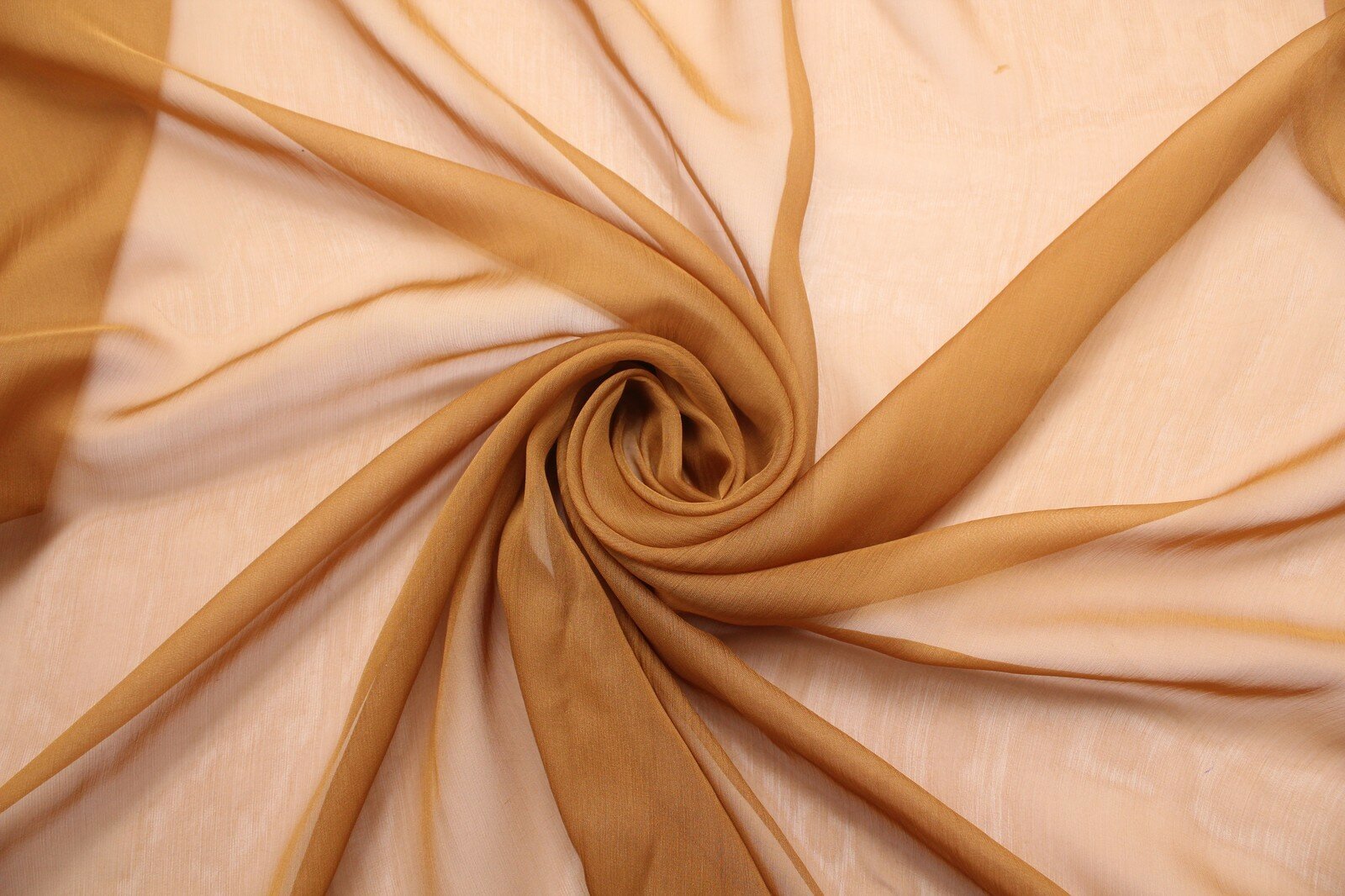 Ткань Шёлковый шифон светло-коричневый с охристым оттенком, ш136см, 0,5 м