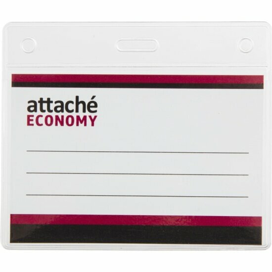 Бейдж Attache Economy 78x96 150мкм, шнур.2заж 45см син, вкладыш 60x90 5шт/уп