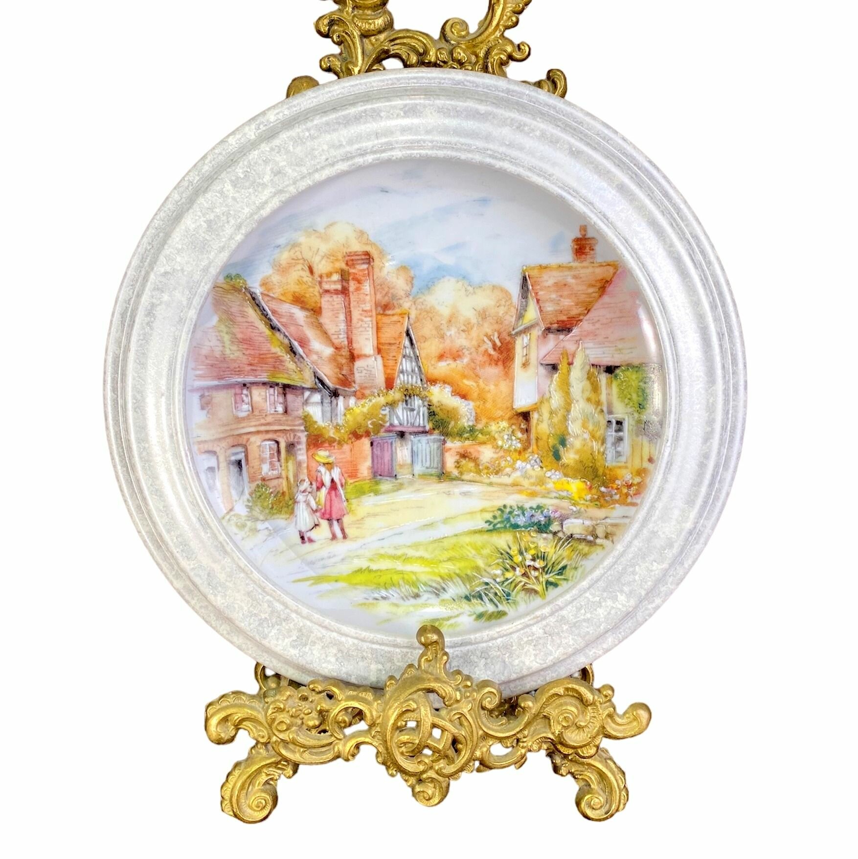 Декоративная тарелка Деревенская школа, Staffordshire. Англия