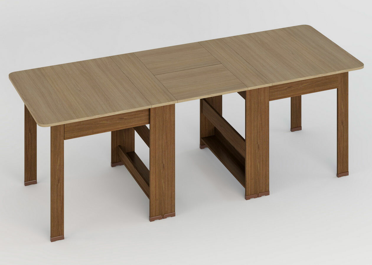 Стол-книжка 230 см со скругленной столешницей МагМебель Ральф-230/17 ясень тёмный + ясень светлый